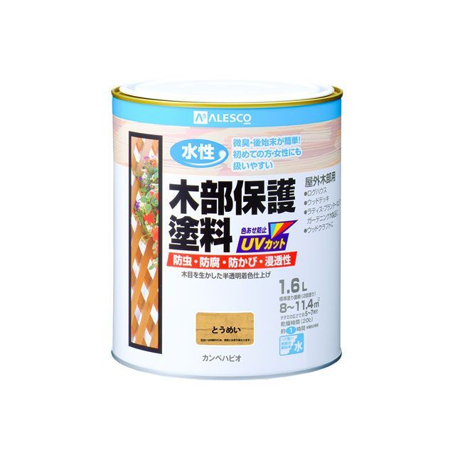 ●メーカー名：カンペハピオ / Kanpe Hapio●商品名：水性木部保護塗料 透明 1.6L●メーカー品番：・00617654001016●JANコード：4972910056384商品の保証は、メーカー保証書の内容に準じます。仕様【塗れ...