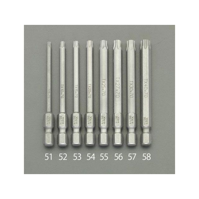 ●メーカー名：エスコ / ESCO●商品名：T27x 70mm Torx ドライバービット●メーカー品番：EA611GM-56●JANコード：4518340325517商品の保証は、メーカー保証書の内容に準じます。備考■六角シャンク…1/4...