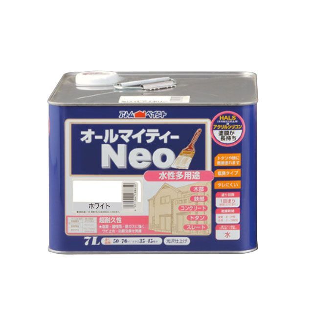 ●メーカー名：アトムハウスペイント / ATOM HOUSE PAINT●商品名：水性オールマイティーネオ7Lホワイト●JANコード：4971544188805商品の保証は、メーカー保証書の内容に準じます。カラーホワイト備考■長期耐候を実現...