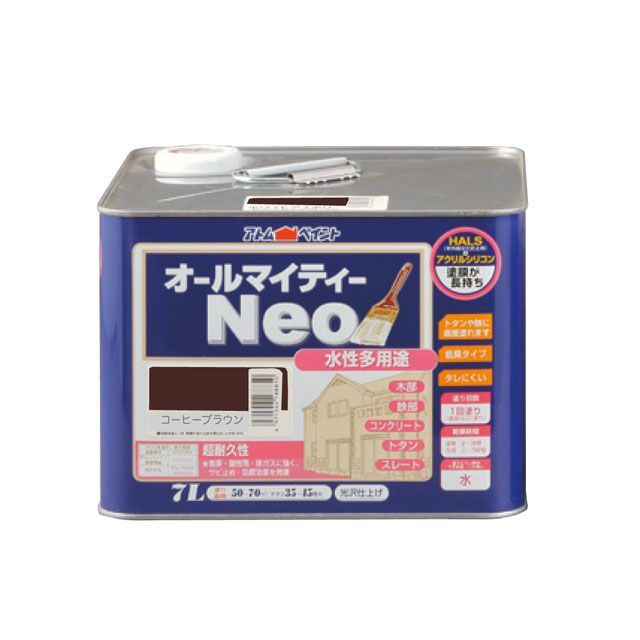 ●メーカー名：アトムハウスペイント / ATOM HOUSE PAINT●商品名：水性オールマイティーネオ7Lコーヒーブラウン●JANコード：4971544188973商品の保証は、メーカー保証書の内容に準じます。カラーコーヒーブラウン備考...