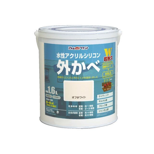 ●メーカー名：アトムハウスペイント / ATOM HOUSE PAINT●商品名：水性アクリルシリコン外かべ用1.6Lオフホワイト●JANコード：4971544158433商品の保証は、メーカー保証書の内容に準じます。カラーオフホワイト備考...