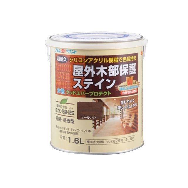 ●メーカー名：アトムハウスペイント / ATOM HOUSE PAINT●商品名：水性ウッドエバープロテクト1.6Lオールナット●JANコード：4971544089256商品の保証は、メーカー保証書の内容に準じます。カラーオールナット備考■...
