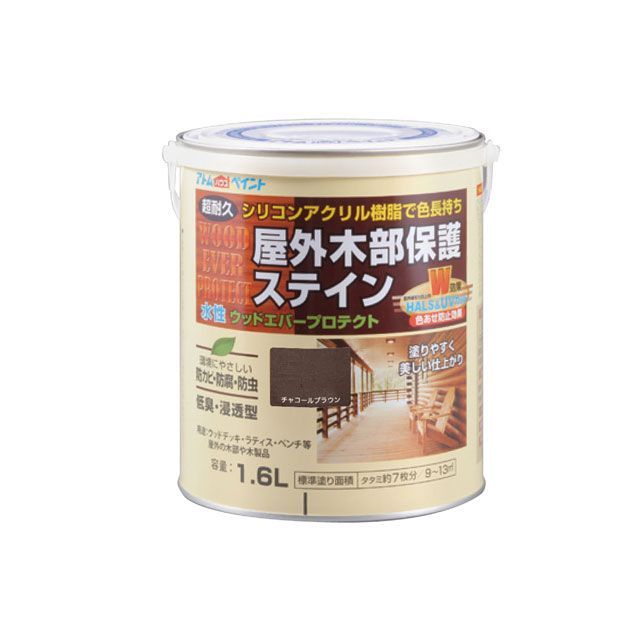 ●メーカー名：アトムハウスペイント / ATOM HOUSE PAINT●商品名：水性ウッドエバープロテクト1.6Lチャコールブラウン●JANコード：4971544089294商品の保証は、メーカー保証書の内容に準じます。カラーチャコールブ...
