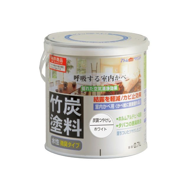 ●メーカー名：アトムハウスペイント / ATOM HOUSE PAINT●商品名：水性竹炭塗料0.7L炭調ホワイト●JANコード：4971544128504商品の保証は、メーカー保証書の内容に準じます。カラー炭調ホワイト備考■塗料の中に含ま...