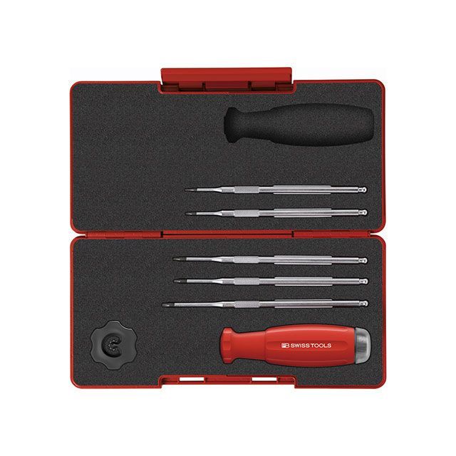 ●メーカー名：PBスイスツールズ / PBSWISSTOOLS(ピービースイスツールズ)●商品名：8321.SETA1 6点組 スイスグリップ 215トルクスドライバーブレード付トルクドライバーセット ケース付 トルク設定範囲（Nm）0.4...