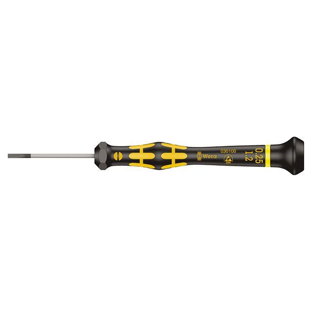 ●メーカー名：ヴェラ / WERA●商品名：030100 ESD静電気放電対策 精密用マイナスドライバー 刃先サイズ1.2 軸長40mm●メーカー品番：・030100●JANコード：4013288039033商品の保証は、メーカー保証書の内...