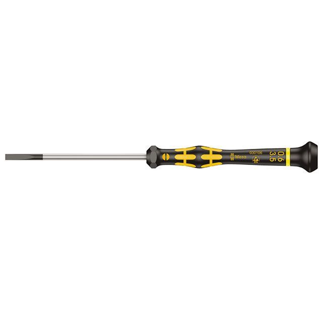 ●メーカー名：ヴェラ / WERA●商品名：030106 ESD静電気放電対策 精密用マイナスドライバー 刃先サイズ3.5 軸長80mm●メーカー品番：・030106●JANコード：4013288039095商品の保証は、メーカー保証書の内...