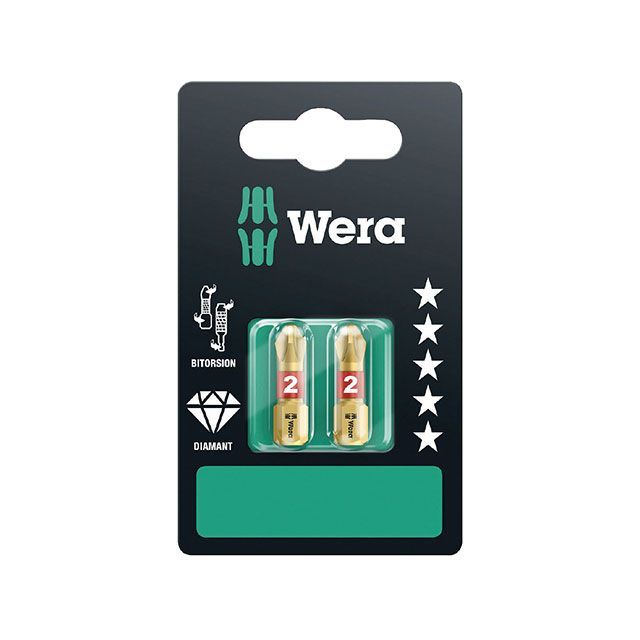 ●メーカー名：ヴェラ / WERA●商品名：073335 2本入 ダイヤモンドコーティング プラスネジ用 ドライバービット 差込6.35mm 刃先サイズPH2 全長25mm●メーカー品番：・073335●JANコード：40132880293...