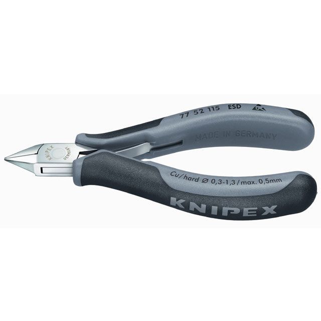 ●メーカー名：クニペックス / KNIPEX●商品名：7752-115ESD エレクトロニクスニッパー●メーカー品番：・7752-115ESD●JANコード：4003773025139商品の保証は、メーカー保証書の内容に準じます。仕様■切断...