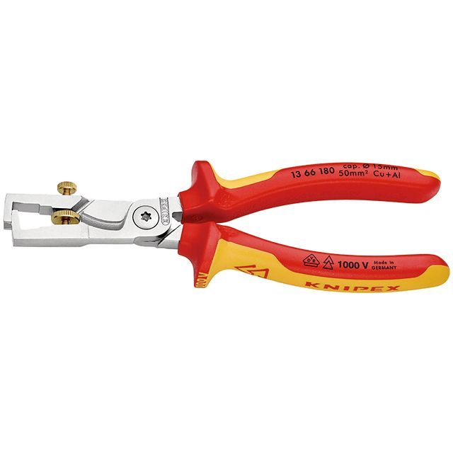 ●メーカー名：クニペックス / KNIPEX●商品名：1366-180 絶縁 カッティングストリッパー●メーカー品番：・1366-180●JANコード：4003773081333商品の保証は、メーカー保証書の内容に準じます。質量210gサイ...