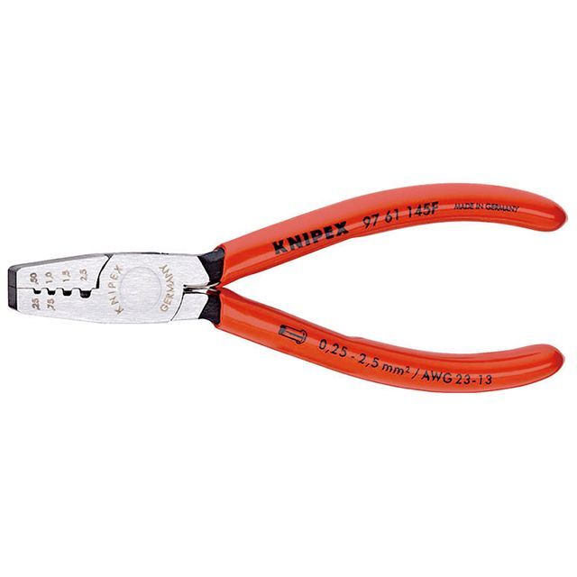 ●メーカー名：クニペックス / KNIPEX●商品名：9761-145F エンドスリーブ用圧着ペンチ●メーカー品番：・9761-145F●JANコード：4003773043980商品の保証は、メーカー保証書の内容に準じます。質量140gサイ...