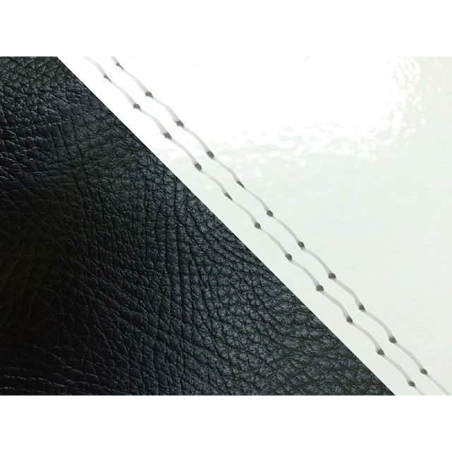 ●メーカー名：グロンドマン / Grondement●商品名：ダンク（AF74） 国産シートカバー 張替 エナメルホワイト＆黒●仕様 透明ダブルステッチ・仕様：黒ステッチはこちら・仕様：黒ダブルステッチはこちら・仕様：赤ステッチはこちら・仕...