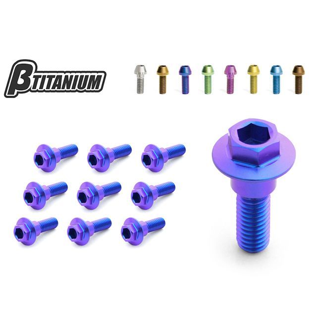 ●メーカー名：ベータチタニウム / βTITANIUM●商品名：フロントブレーキディスクローターボルトキット●仕様 チタンシルバー（陽極酸化なし）・仕様：ブラウンゴールド（陽極酸化あり）はこちら・仕様：マジョーラブルー（陽極酸化あり）はこち...