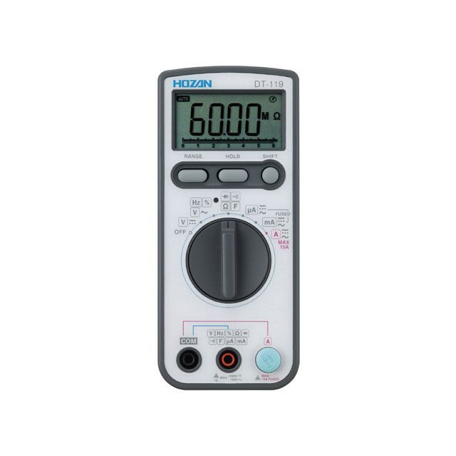 ●メーカー名：ホーザン / HOZAN●商品名：DT-119 デジタルマルチメータ●メーカー品番：DT-119●JANコード：4962772091197商品の保証は、メーカー保証書の内容に準じます。仕様■最大表示：6000カウント ■サンプ...