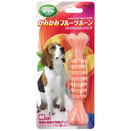 【幼犬・高齢犬用おもちゃ／デンタルケア】 パピー・シニア犬に適したソフトタイプで、歯や歯茎にやさしい噛み心地です。骨型&突起の特殊デンタル形状で、歯茎を刺激してマッサージ効果・楽しく遊びながら口内のお掃除もできます。おいしそうなピーチの香り...
