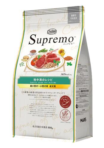製品仕様 商品名 ニュートロ シュプレモ 超小型犬－小型犬用 成犬用 地中海のレシピ ラム 800g 内容量 800g 賞味期限 商品に記載 原材料 ラム（肉）*2、ラムミール、ポークミール、ヒヨコマメ*3、乾燥ポテト*4、エンドウマメ*5...