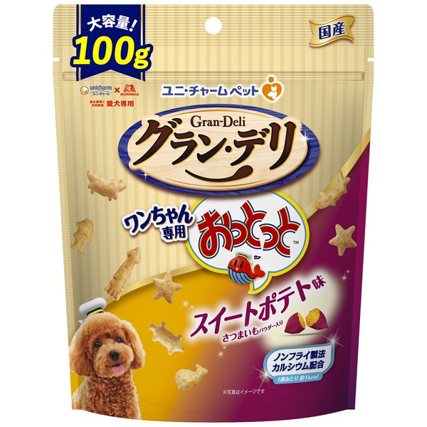 商品の特徴 ◇ユニ・チャーム グラン・デリワンちゃん専用おっとっとスイートポテト味100g カリッと楽しい食感のワンちゃん専用おっとっとです 【使用方法】 与える前にお読みください ●1日の給与量は右記の表を目安に、愛犬の体重や健康状態にあ...