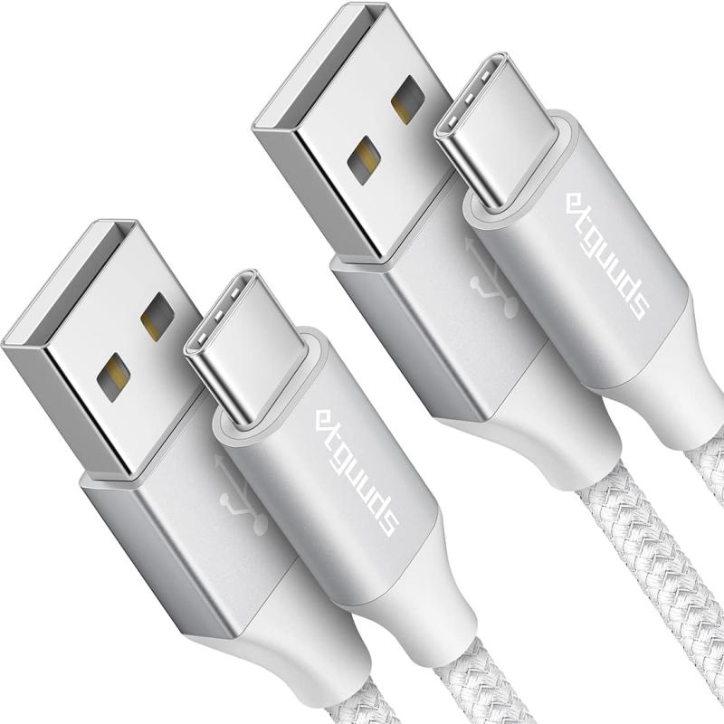 USB Type C ケーブル ホワイト【1m 2本セット】急速充電 QC3.0 タイプc ケーブル 白 高速データ転送 cタイプ 高耐久ナイロン Switch、Xperia XZ3 XZ2 XZ、Galaxy S10 S9 A20 A21...