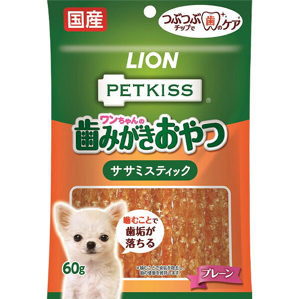 噛むことで歯垢除去、おいしいササミジャーキー。・鶏ササミジャーキーにつぶつぶ牛皮（コラーゲン）チップを配合。・超小型犬や高齢犬も食べやすいやわらかさ。・ちぎりやすいから、ちょこっとあげたい時にも。 【 原材料 】 鶏ササミ、大豆粉、牛皮、で...