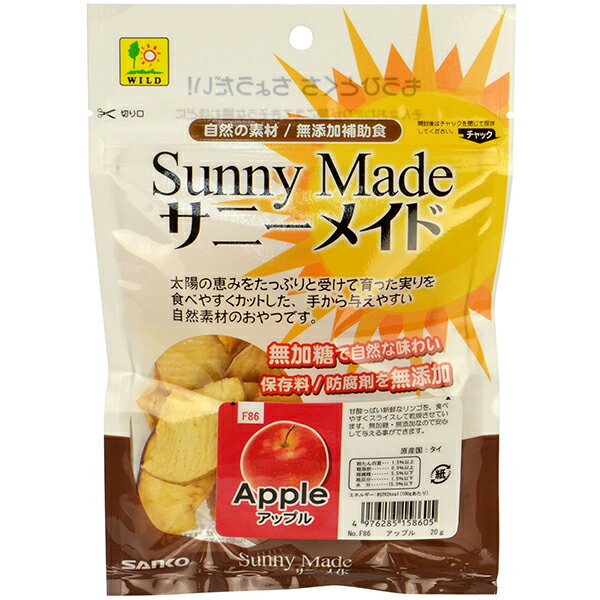 甘酸っぱい新鮮なリンゴを食べやすくスライス。無果糖・無添加の安心の自然派素材おやつです。 【 原材料 】 リンゴ 【 保証分析値 】 粗たんぱく質：1.5％以上、粗脂肪：0.9％以上、粗繊維：5.5％以下、粗灰分：1.5％以下、水分：15....