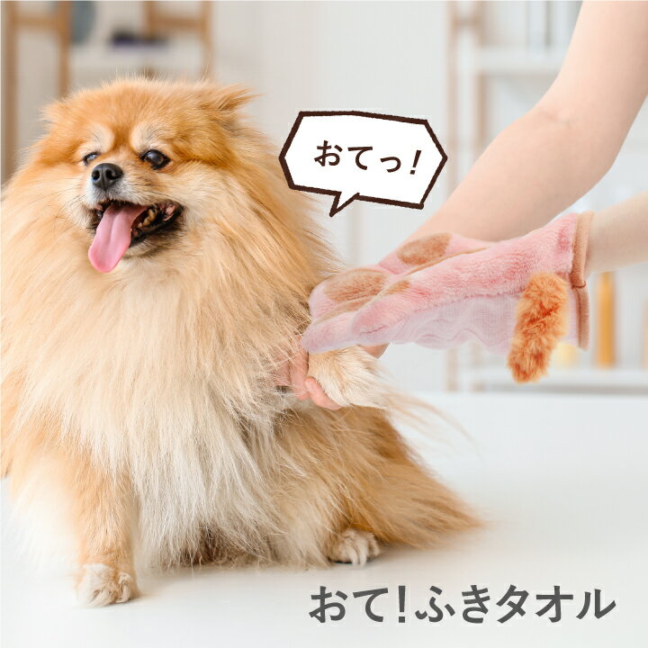 お散歩帰りに「おて！」して拭くだけで簡単キレイに！表はマイクロファイバー、裏は綿100%のガーゼ生地だから、大きいところも細かいところも両面使えてとっても便利。肉球がとっても可愛い、ペット用おてふきアイテムです。 ■サイズ: 約21×22c...