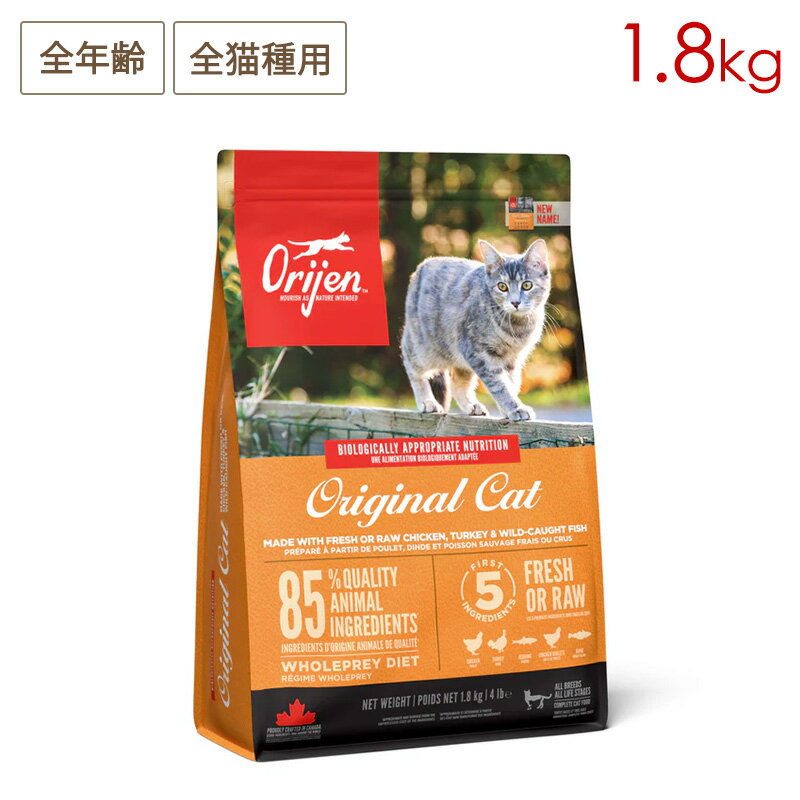 ※お取り寄せ品/5営業日以内に発送予定。メーカー欠品の場合はご連絡いたします。 中近東のリビアヤマネコを祖先に持つと言われる猫は、健康維持のために、年齢に関わらず生物学的に動物性タンパク質を必要としています。「オリジン オリジナルキャット」...