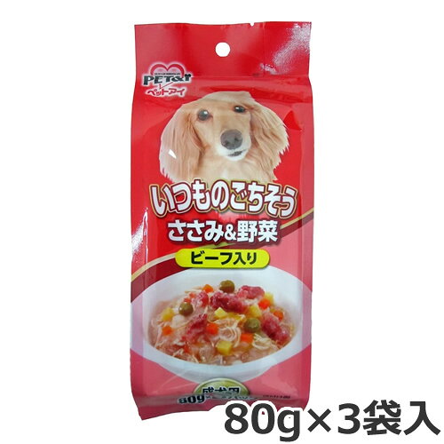 原材料肉類(鶏ささみ、ビーフ)、野菜(にんじん、さつまいも、かぼちゃ、グリーンピース)、ゼラチン、増粘安定剤(グアーガム、カラギーナン、キサンタンガム)、品質安定剤(リン酸Na)成分分析値粗タンパク質:8.0%以上、粗脂肪:2.5%以上、粗...