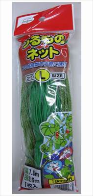 つる性植物がからみやすい、ひし目ネットです。作業を簡単にするロープが3本入っています。　ゴーヤ、キュウリ、朝顔などつる性植物にゴーヤ、キュウリ、朝顔などつる性植物に　　材質：PE　寸法(長さ(m)×長さ(m))1.8×3.6　ネット目合(c...