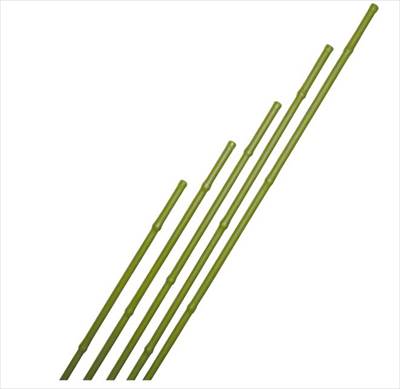 折り曲げ自由な両端キャップ付きカラー鉄線です。　観葉植物などの支えに植物の支えとして幅広く使えるスリムな支柱　　材質：PVC被覆鉄線　寸法(太さ(mm)×長さ(mm))5.5×450　1個入数(本)5　カラー:グリーン　　　　