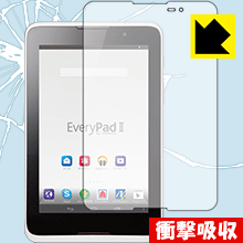 ※対応機種 : ヤマダ電機 EveryPad II※写真はイメージです。特殊素材がしっかりと衝撃を吸収し、機器へのダメージをやわらげ、液晶画面をキズや衝撃から守ることができる『衝撃吸収保護フィルム』です。 ●衝撃を吸収して機器を保護特殊素材...