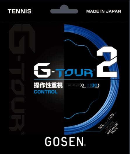 メーカー：ゴーセン 名称：G−TOUR2　16LGA 太さ：1．25mm 長さ：12．2m ●張りたての感覚を維持し、スピンがかかりやすい●同時購入中古ラケットに ガット張上げをご希望の場合は、「ガット張り工賃」も合わせてご注文下さい。