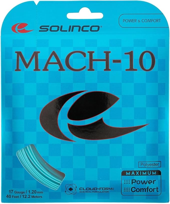 メーカー：ソリンコ 名称：マッハ10 120 太さ：1.20mm 長さ：12.2m カラー：セルリアンブルー ●張りたての感覚を維持し、スピンがかかりやすい●同時購入中古ラケットに ガット張上げをご希望の場合は、「ガット張り工賃」も合わせて...