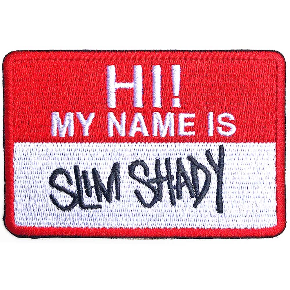 EMINEM 公式ワッペン カラー：レッド×ホワイト 素材：コットン アイロンで貼り付け可能です。 'Slim Shady Name Badge' のデザインモチーフが特徴の刺しゅう入りワッペンです。 エミネム / HIPHOP / ヒップ...