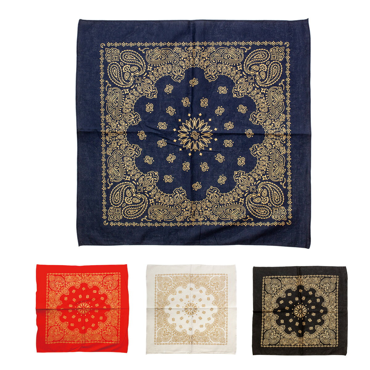 THE BANDANNA COMPANY(バンダナカンパニー)は1947年アメリカ、サウスカロライナ州で設立された全米最大のバンダナメーカー。 ハンカチにも、お弁当の包みにも使えるバンダナ。メタリックなペイズリー柄がプリントされているのが新...