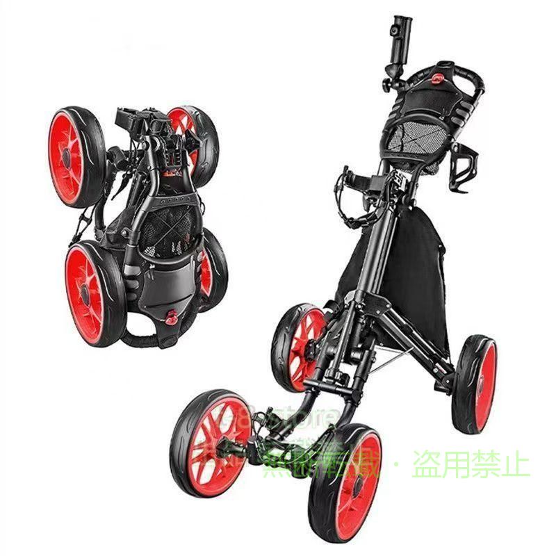 【 製品仕様】カラー：ブラック。サイズ：長さ110cmx幅90cm。重さ8.3KG。 4個ホイール、本体 「注意：キャディーバッグは含めていません。」 【耐久性】ゴルフカートは高品質のアルミニウム構造とプラスチックでできており、さまざまな地...