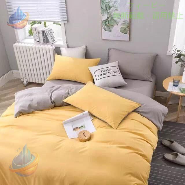 【サイズ 3点セット シングル】布団カバー：150*210cm（1）　ボックスシーツ：103*200＋27cm（1） ピロケース：46x63cm（1） 【サイズ4点セット セミダブル】布団カバー：170*210cm（1）　ボックスシーツ：1...
