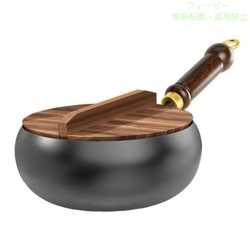 中華鍋 鉄製 24cm IH/ガス対応 ▼ 特長 ・純鉄製 ・木製ハンドル（耐熱200度） ・丸底設計 ▼ 注意点 ・使用前のシーズニング必要 ▼ 用途 ・炒め物/揚げ物に適応