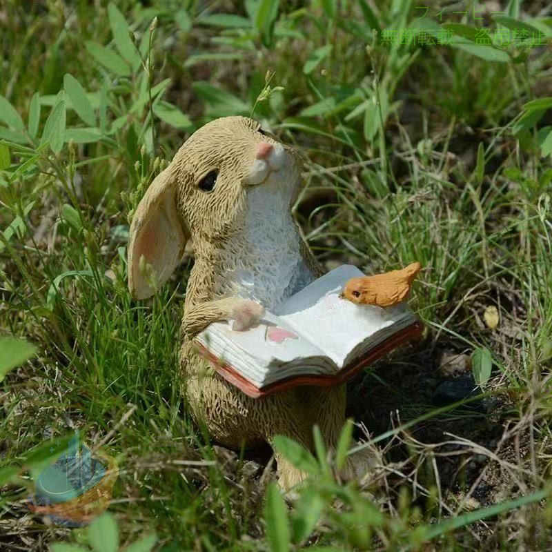 【商品名】 ：うさぎの置物 【素材】：樹脂製（ポリレジン） 【スタイル】：北欧風 【雰囲気アップ】 ●見えるところに飾れば、その愛くるしい姿に癒される。 ●屋外屋内問わず飾ることができます。 ●ガーデン用だけでなく室内で塀の上・事務室・卓上...