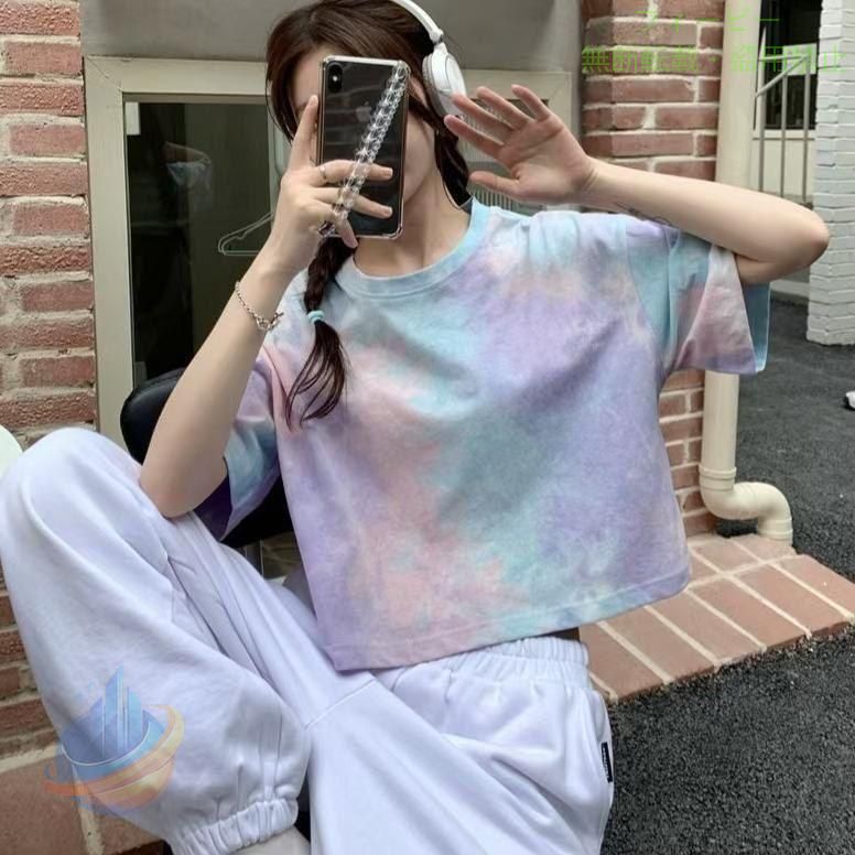 半袖 レディース Tシャツ ショート丈 ゆったり サマーTシャツ ラウンドネック カットソー 夏 女性 クルーネック 夏Tシャツ 丸首 半袖Tシャツ へそ出し 短い 肌見せ これからの季節に役に立つこと間違いなし プリント付き付きと付かず2...