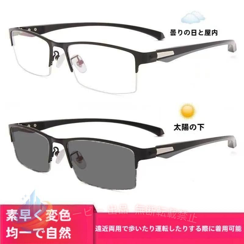 商品仕様 レンズ素材:PC フレーム素材：金属 重量：約21.4g 適用対象：メンズ サイズ：写真にご参考 特徴：ブルーライトカット、変色レンズ ※レンズの濃度(変色)にかかわらず、紫外線をほぼ100%カットし、有害な光線からしっかり目を守...