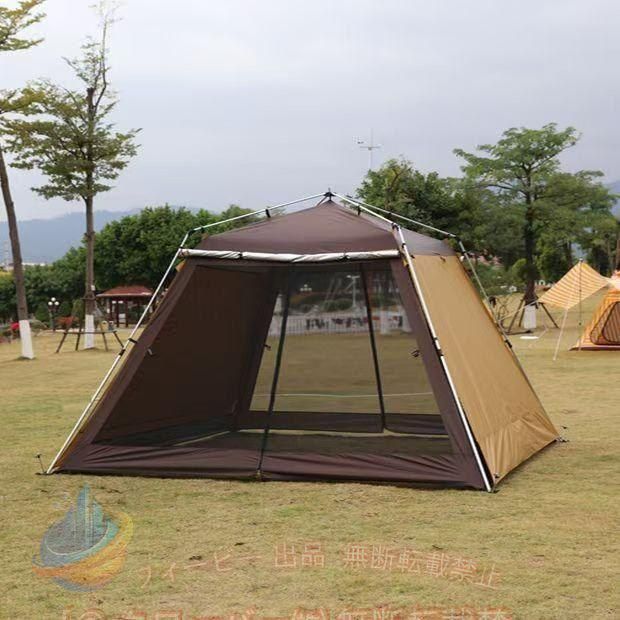 【設営簡単なワンタッチテント】 面倒な作業が一切不要！テントフレームを伸ばすだけでの簡単ワンタッチ設計で初心者や女性など誰でも手軽に瞬時に設営が可能です。数分だけで簡単に迅速に設置でき、アウトドアキャンプに最適です。 【広々空間】 展開サイ...