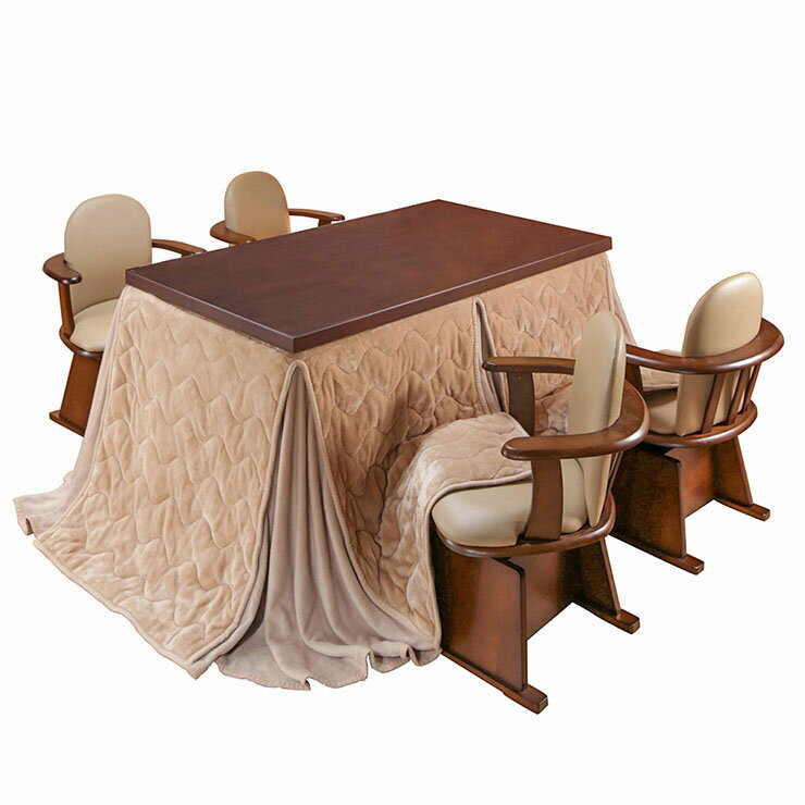 商品のご紹介 パワフルヒーター 6段階に高さ調節できるダイニングこたつ 6点セット SKUTT(スクット) 135x80cm 高さ調節できるこたつと選べる布団。回転椅子もついて贈り物にも最適。 ■高さ6段階調節で理想の高さが見つかる! ■デ...