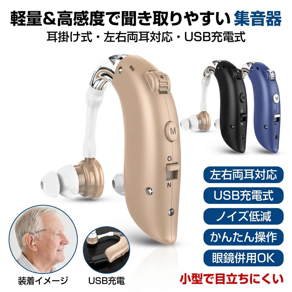 商品詳細 商品紹介商品特徴： 【高音質集音・高齢者向け】音を最大約30倍大きくすることができ、話し声やテレビの音を大きくしてくれ、かすかな声でも聞こえます。高齢者に向け、敬老の日の喜ばれるギフトとしてもお勧めです。 【耳掛けタイプ・左右両用...