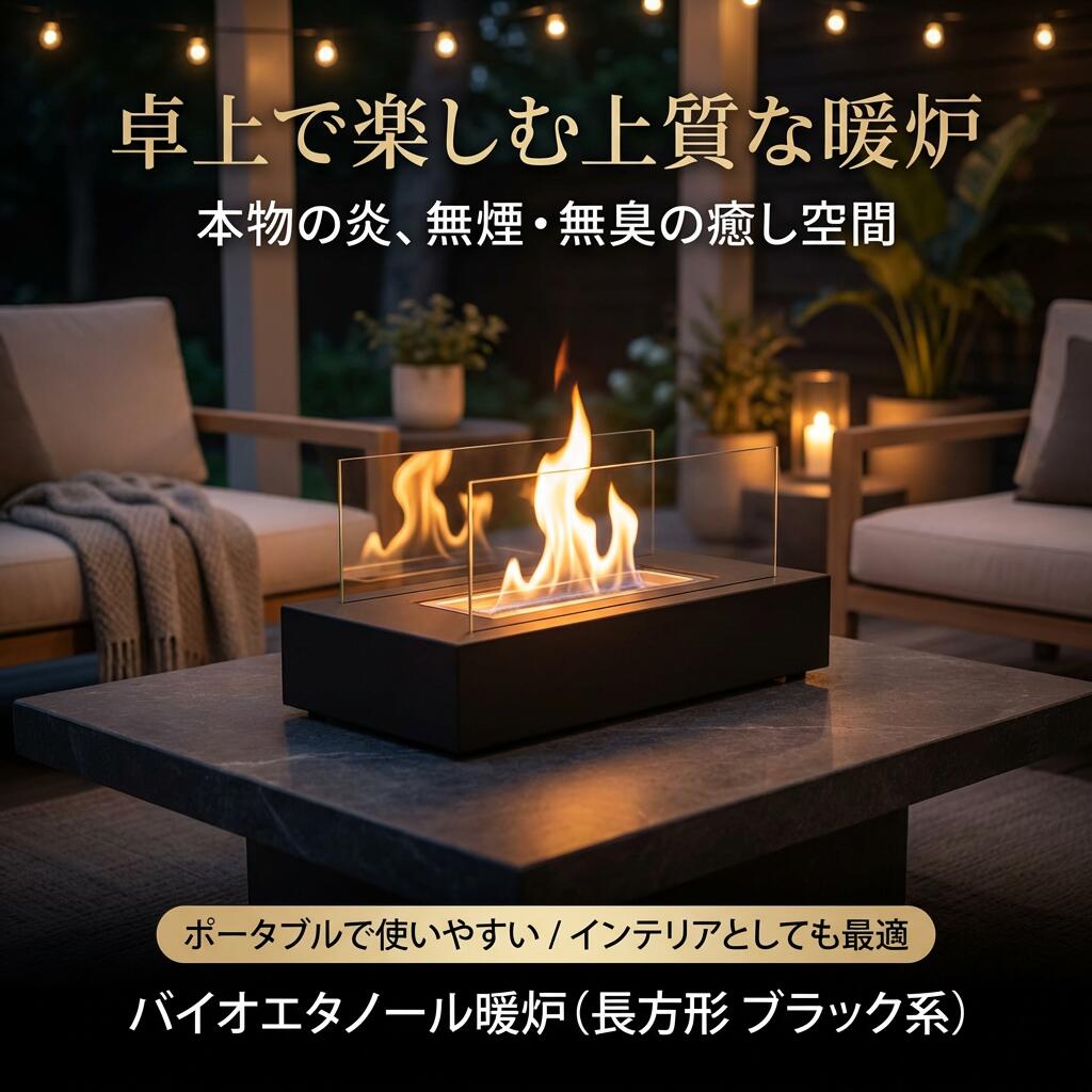 サイズ L35cmW18cmH13.5cm 商品説明 置く場所を選ばない、自立型暖炉。 使いやすい 無煙、無臭、クリーン燃焼：簡単で経済的、電気、ガス、煙突は必要ありません。 見つけやすく手頃な価格のバイオエタノール燃料を使用するだけで済み...