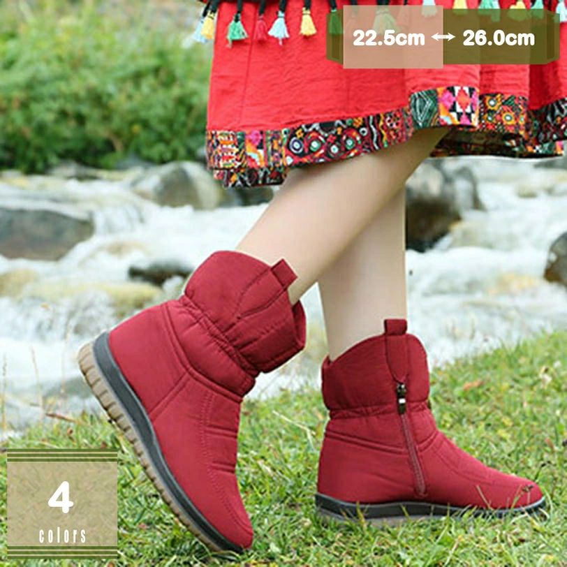 表地：合繊メイン素材：TPR防寒性能に優れている上質でふわふわした羊毛が冬のブーツの内側をカバーしています。暖かくて十分乾燥しています。足に快適な経験を提供します。寒い冬は暖かい布団のように足を包み込みます。スノーブーツ 防水性靴の面は優良...