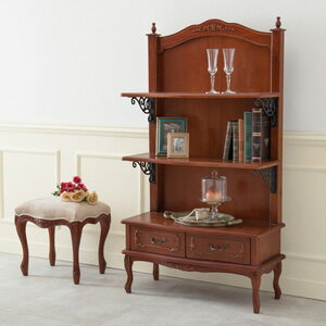 猫脚シリーズ クラシカルラック RCC-1468 モダンクラシカルなオープンラック 幅80 天然木マホガニー材を使用したエレガントなオープンラックです。手彫り仕上げの為、1点1点の風合いが違います。深みのある色合いと、優雅な曲線のシルエット...