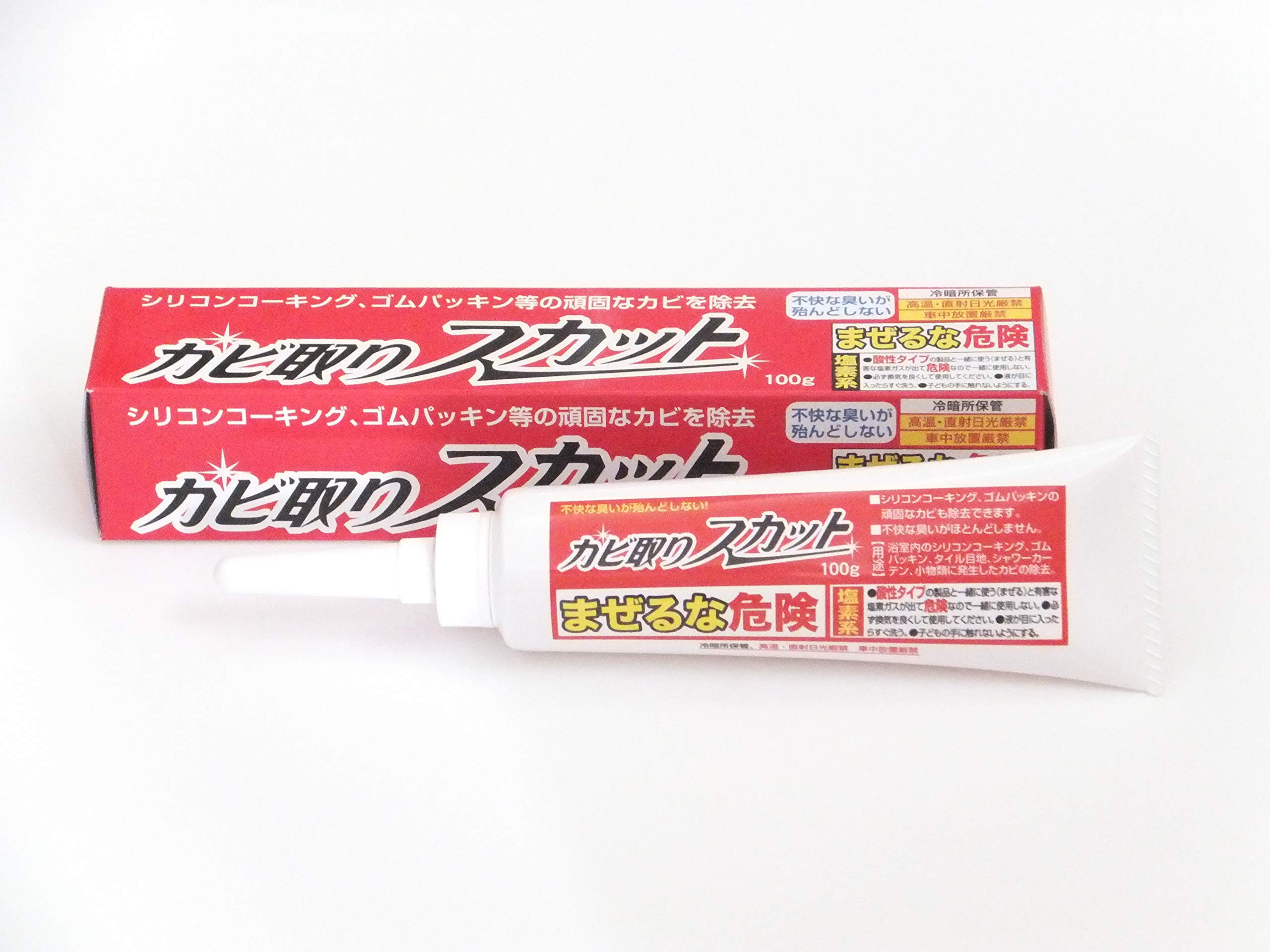 原産国 : 日本 内容量 : 100g 商品サイズ (幅X奥行X高さ) : (幅)208mm×(奥行)41mm×(高さ)41mm その他 : 【液性】アルカリ性。【使用方法】(1)必ず換気をよくしてから使用して下さい。(2)カビ以外の汚れは...