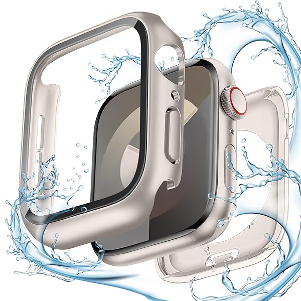 【360度防水設計】 CAERMA for アップルウォッチ カバー Series 10/9/8/7/SE2/SE/6/5/4 40mm 超薄型 for Apple Watch カバー 2in1防水 PC素材 硬度9H強化ガラス 高透過率 ...
