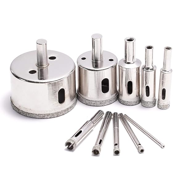 ホールソー セット ダイヤモンドホールソー コアビット コアドリル 超硬ホールソー ダイヤモンドビット [ 3/4/5/6/8/10/12/18/32/50mm 10本セット ] 超硬 穴あけ 切削工具 ツール ホルソー 【OCT.】ブラン...