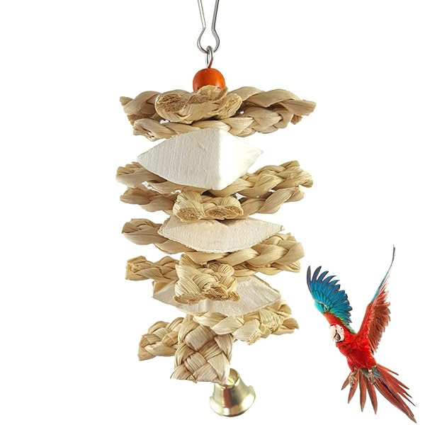 鳥 おもちゃ カトルボーン 天然草 インコ おもちゃ イカの骨 ベル 吊り下げ 噛むおもちゃ 小鳥 オウム オカメインコ セキセイインコ カルシウムの補給ブランドTidyworm色ベージュ Aモデル商品説明【商品概要】【鳥のおもちゃ】天然の...